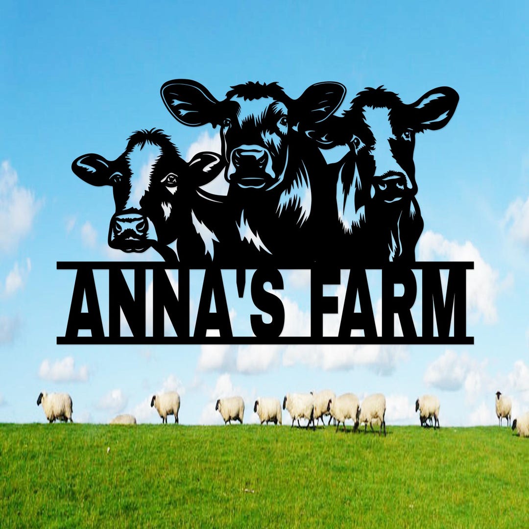 Custom Cow Farm Sign, Cow Ranch Sign, Personalized Cow Metal Sign, Cow ...