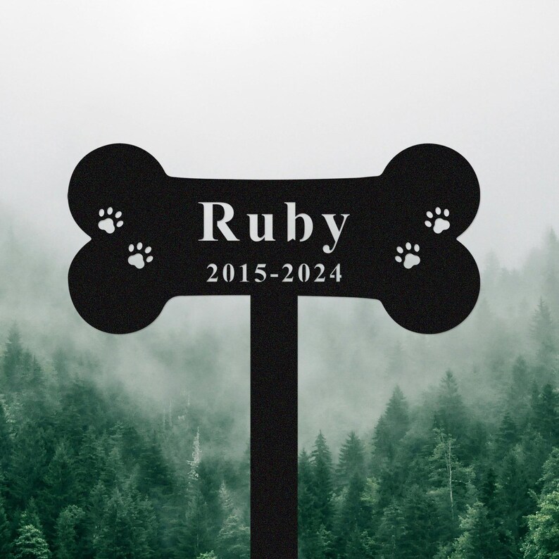 Custom Metal Pet Memorial Stake,personalized Dog Grave Marker With Paw ...