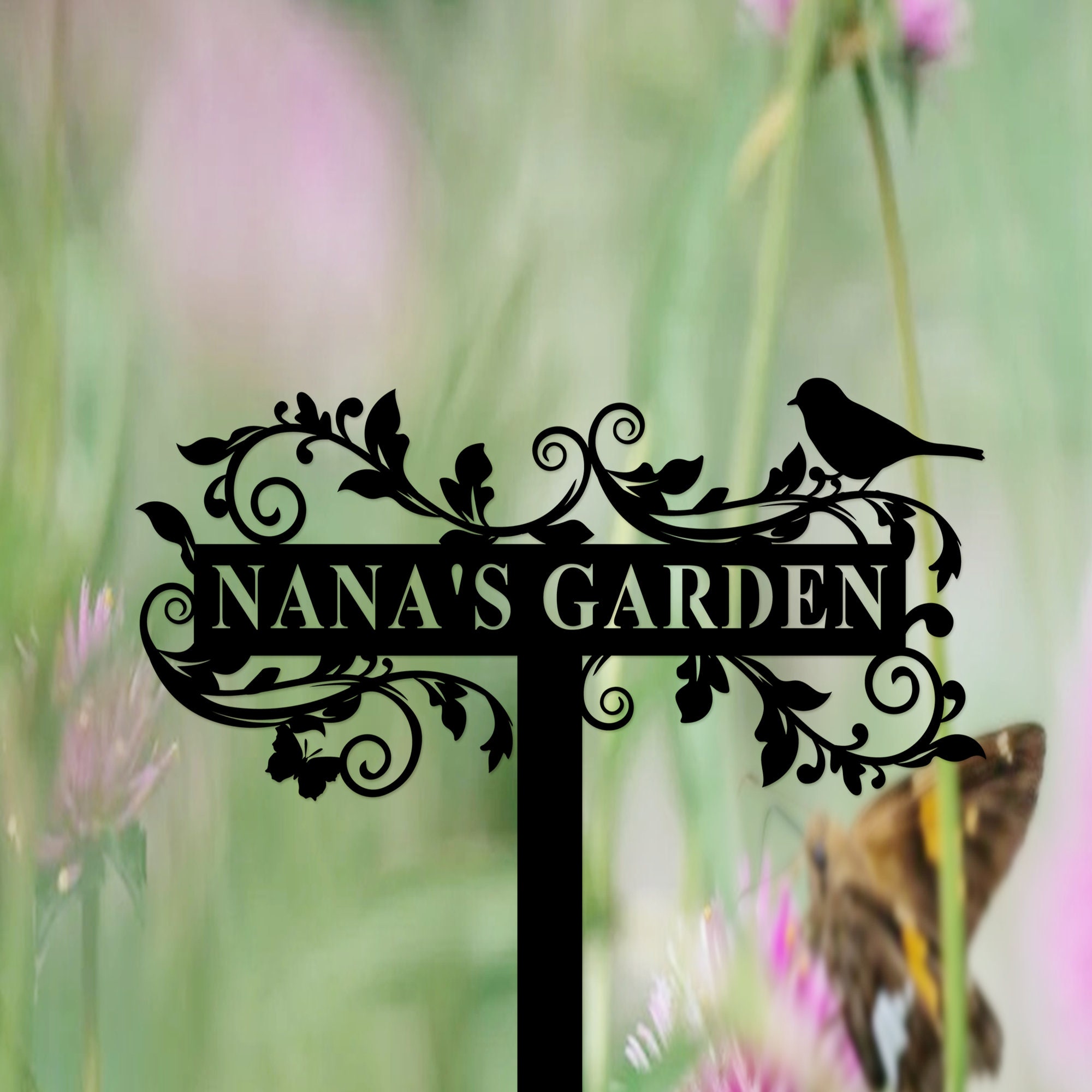 Personalized Garden Metal Sign With Stake, Metal Bird Garden Sign ...