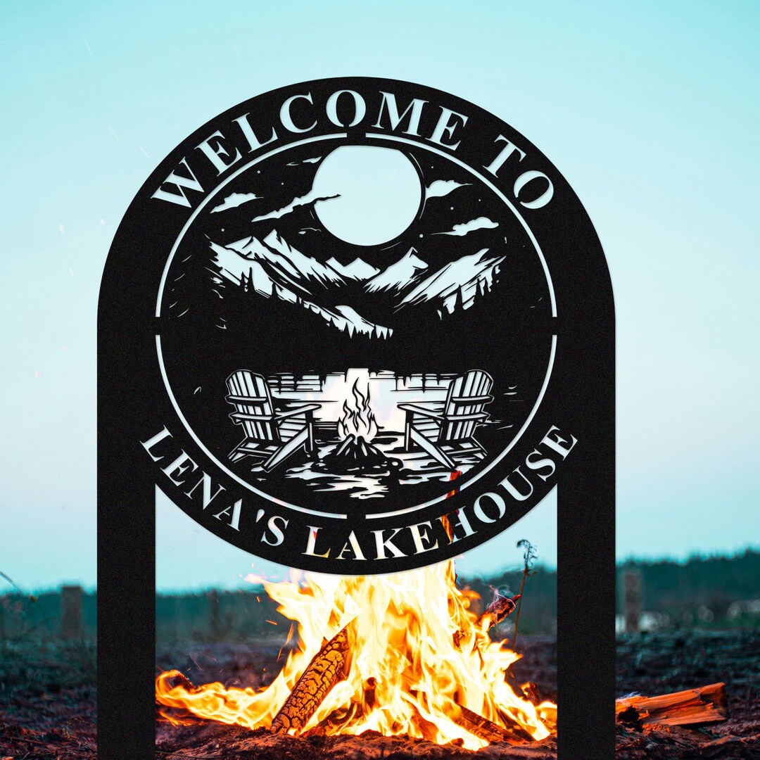 Custom Campfire Sign, Metal Campsite Sign With Stakes, Personalized ...
