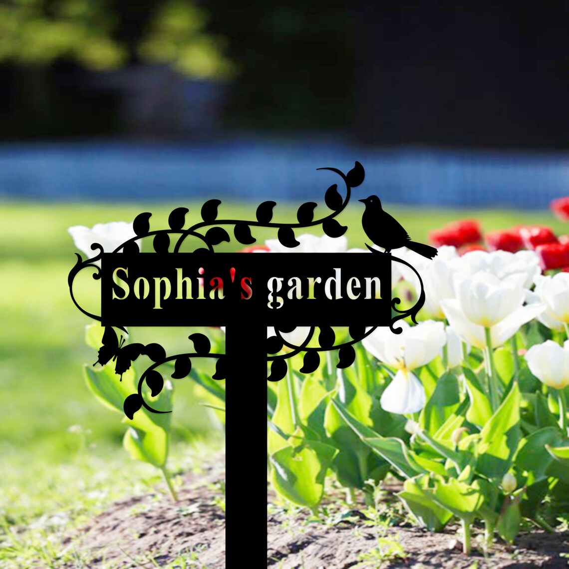 Custom Metal Garden Sign, Metal Bird Garden Sign, Personalized Garden ...
