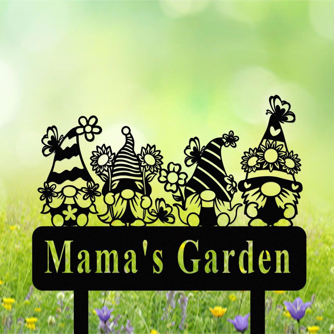 Personalized Gnome Garden Sign, Custom Gnome Garden Stake, Metal Gnome ...