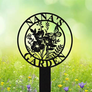 Personalized Garden Name Sign, Custom Flower Sign With Stakes, Metal ...