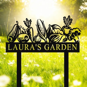 Custom Garden Sign With Stake, Flower Design Personalized Garden Sign ...