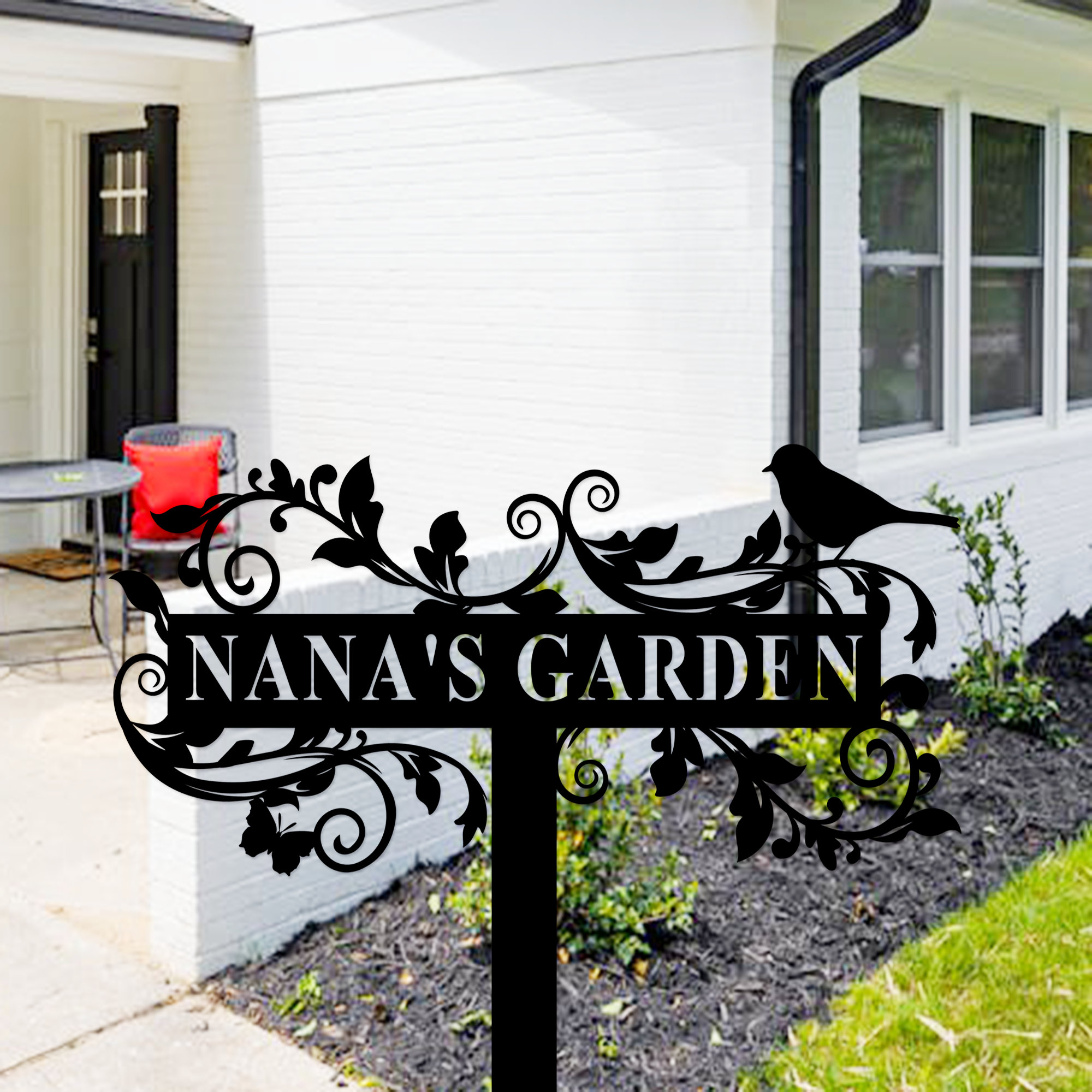 Personalized Garden Metal Sign With Stake, Metal Bird Garden Sign ...