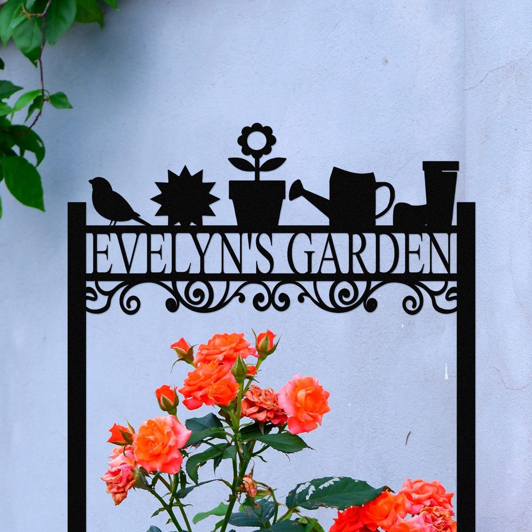 Personalized Metal Garden Sign, Custom Garden Name Stakes, Flower Sign ...