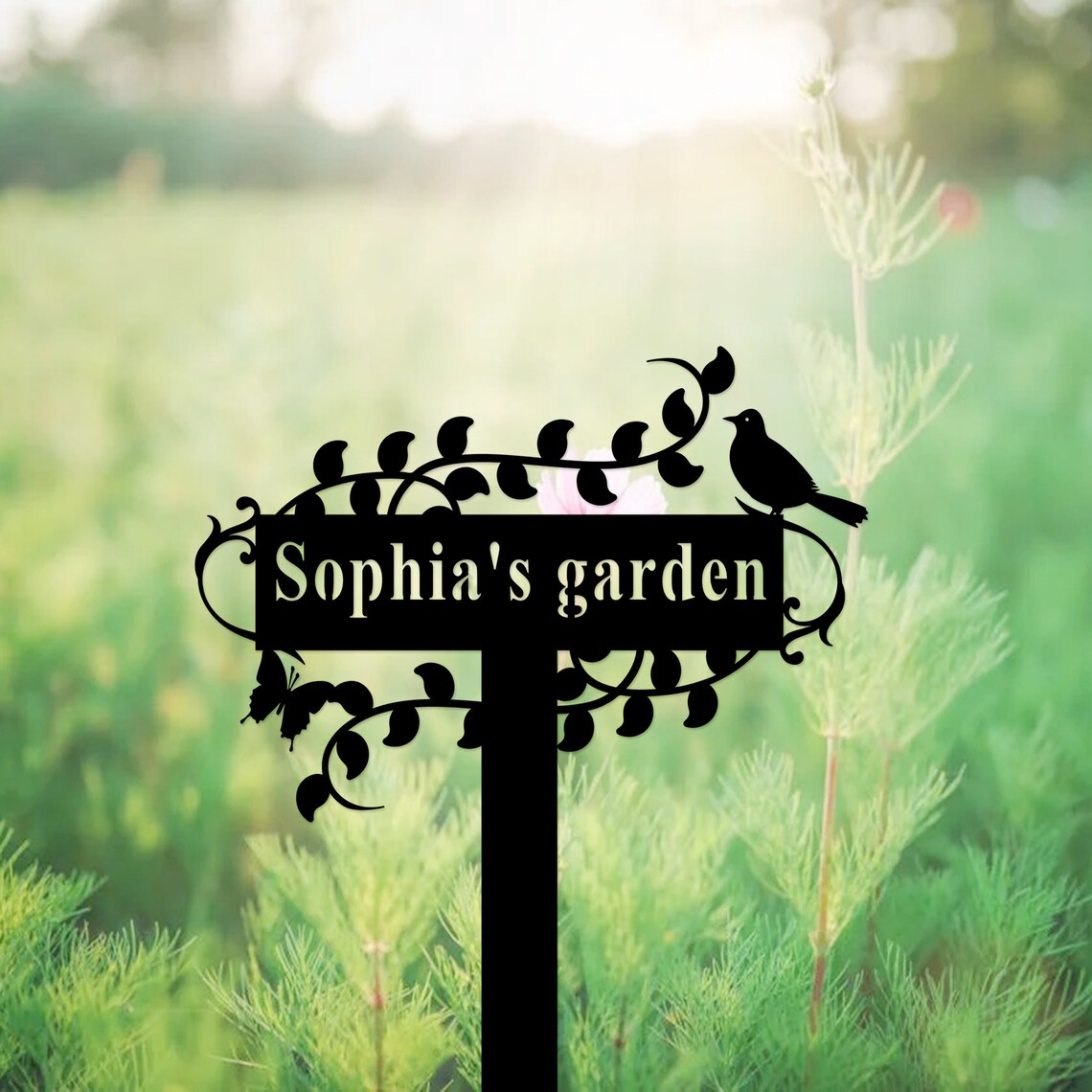 Custom Metal Garden Sign, Metal Bird Garden Sign, Personalized Garden ...