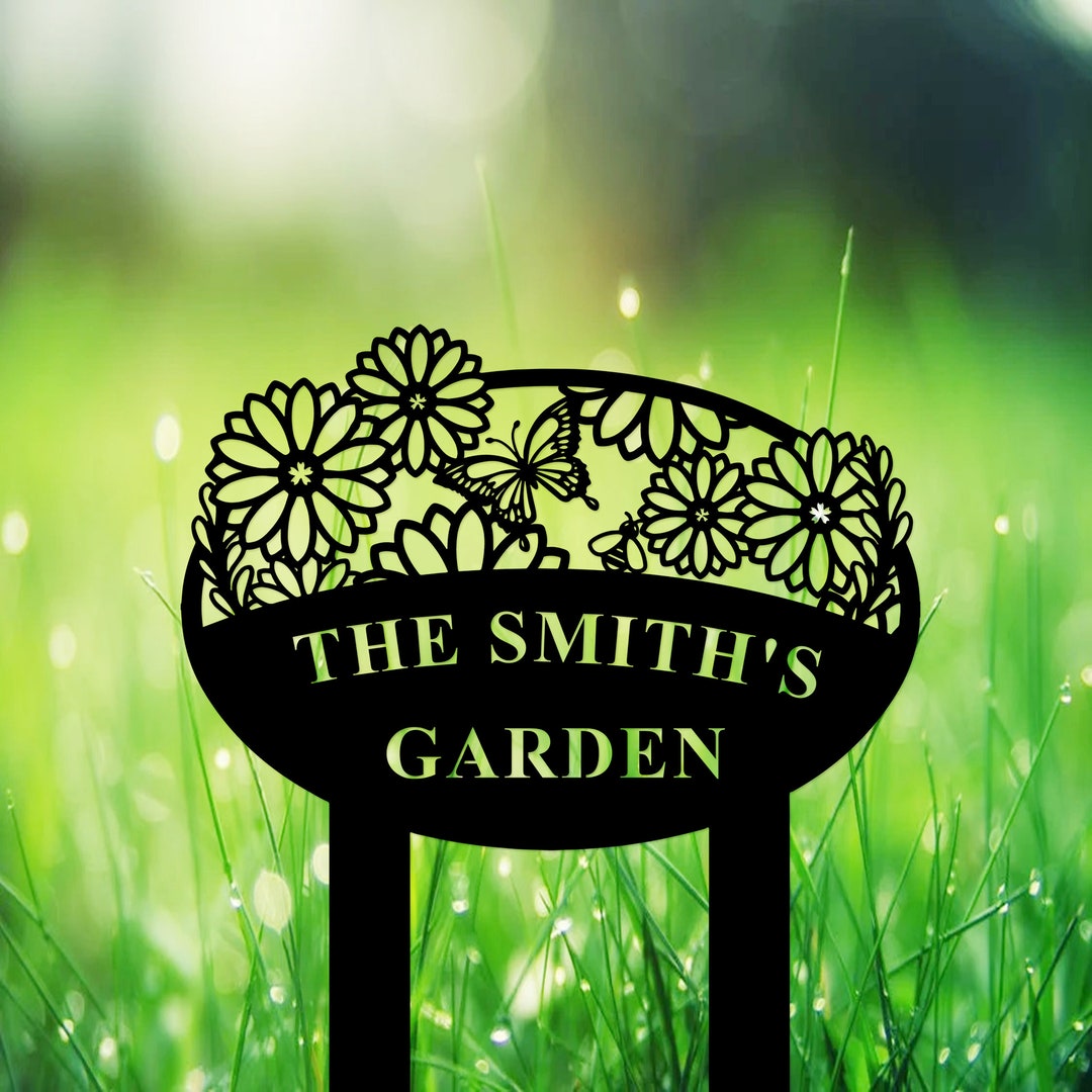 Personalized Garden Sign, Custom Garden Name Sign, Daisy Flower Metal ...