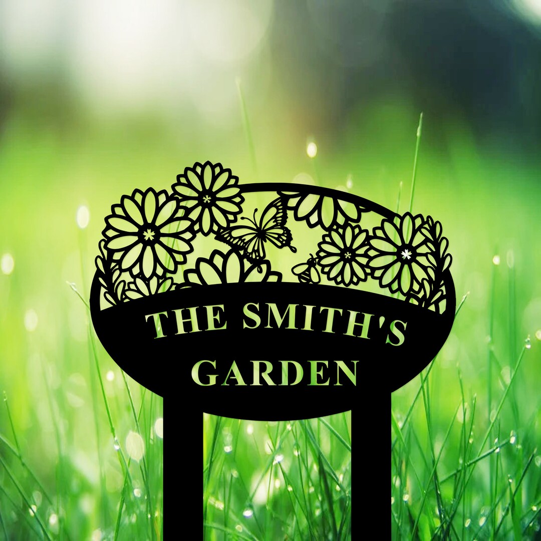 Personalized Garden Sign Custom Garden Name Sign Daisy Flower Metal