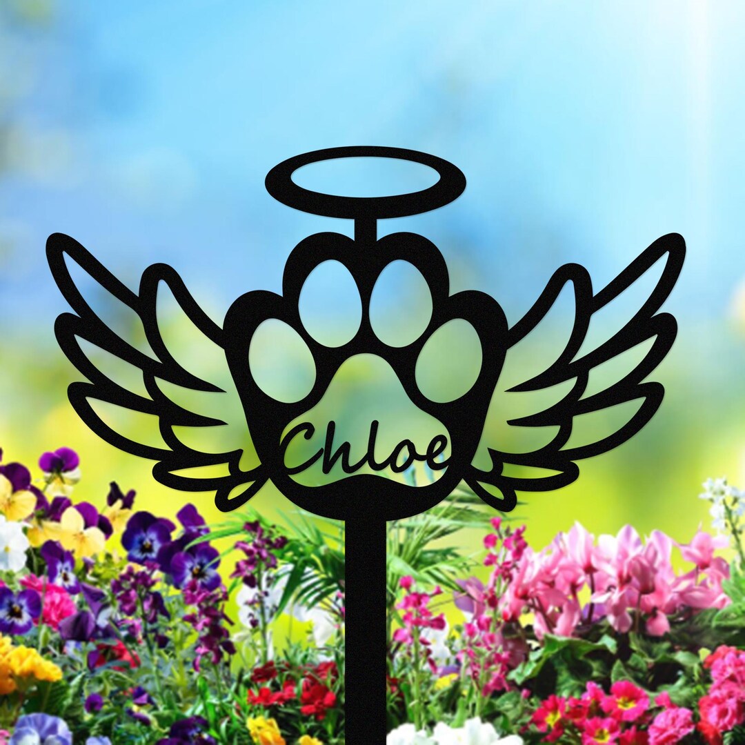 Custom Metal Pet Memorial Stake, Personalized Paw Print Grave Marker ...