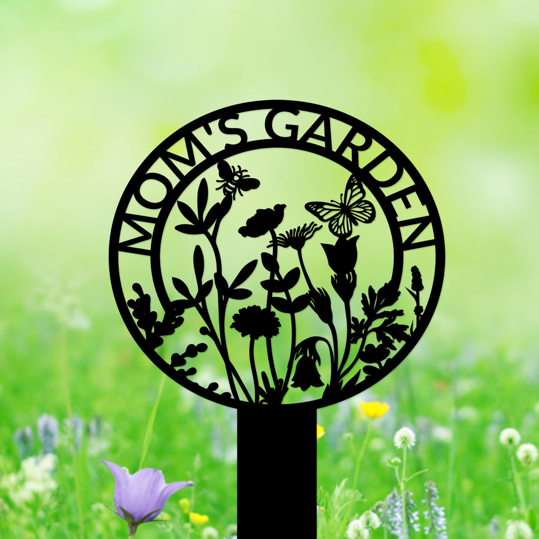 Custom Garden Metal Sign With Stake, Garden Flower Sign, Personalized ...