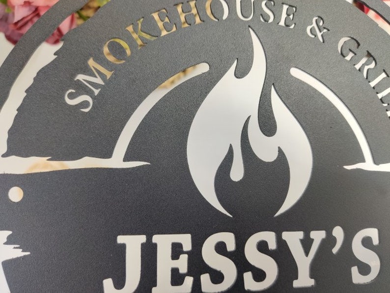 Personalized Metal Barbecue Sign, Custom Grill Bar Sign, Smokehouse ...