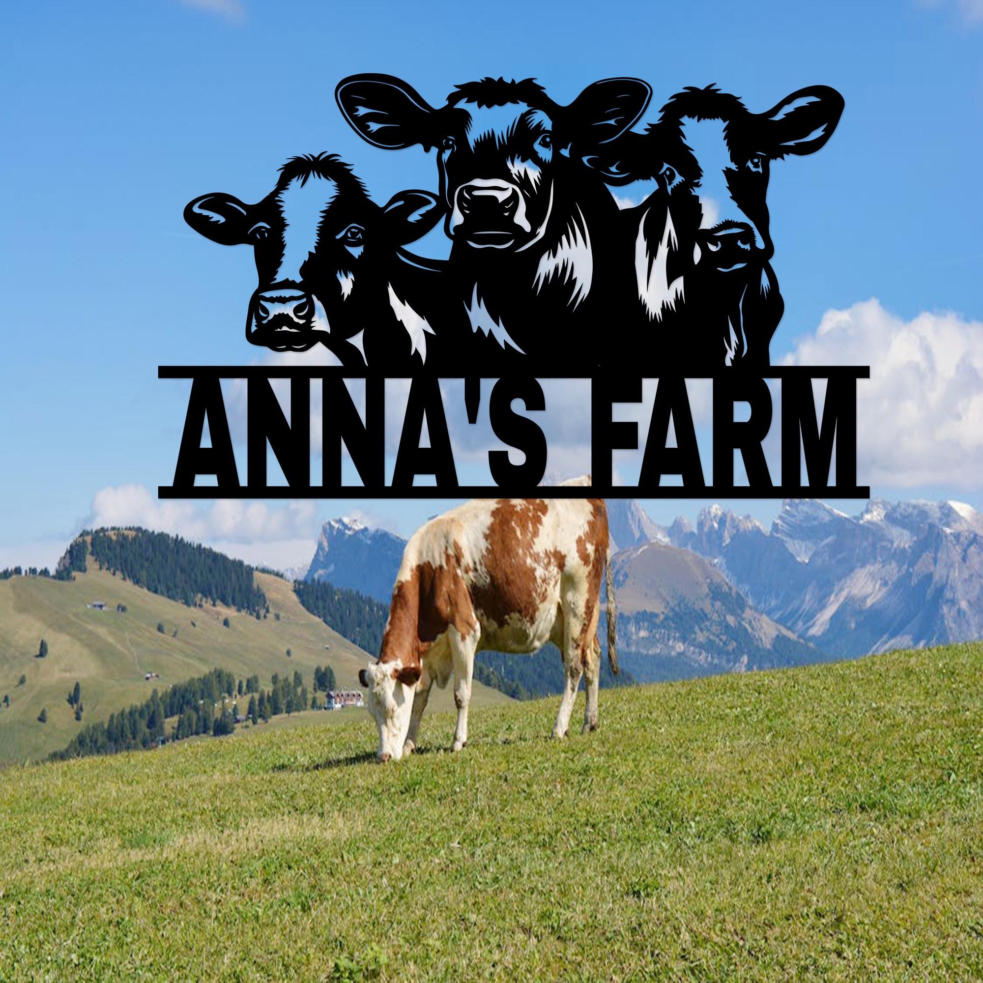 Custom Cow Farm Sign, Cow Ranch Sign, Personalized Cow Metal Sign, Cow ...