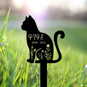 Personalized cat Memorial Stake, Metal Cat Garden Stake, Flower Cat ...