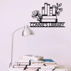 Personalized Books Metal Sign, Custom Library Sign, Book Metal Wall Art ...