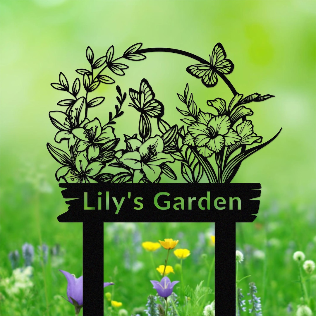 Custom Metal Garden Sign, Personalized Flower Garden Sign, Custom ...