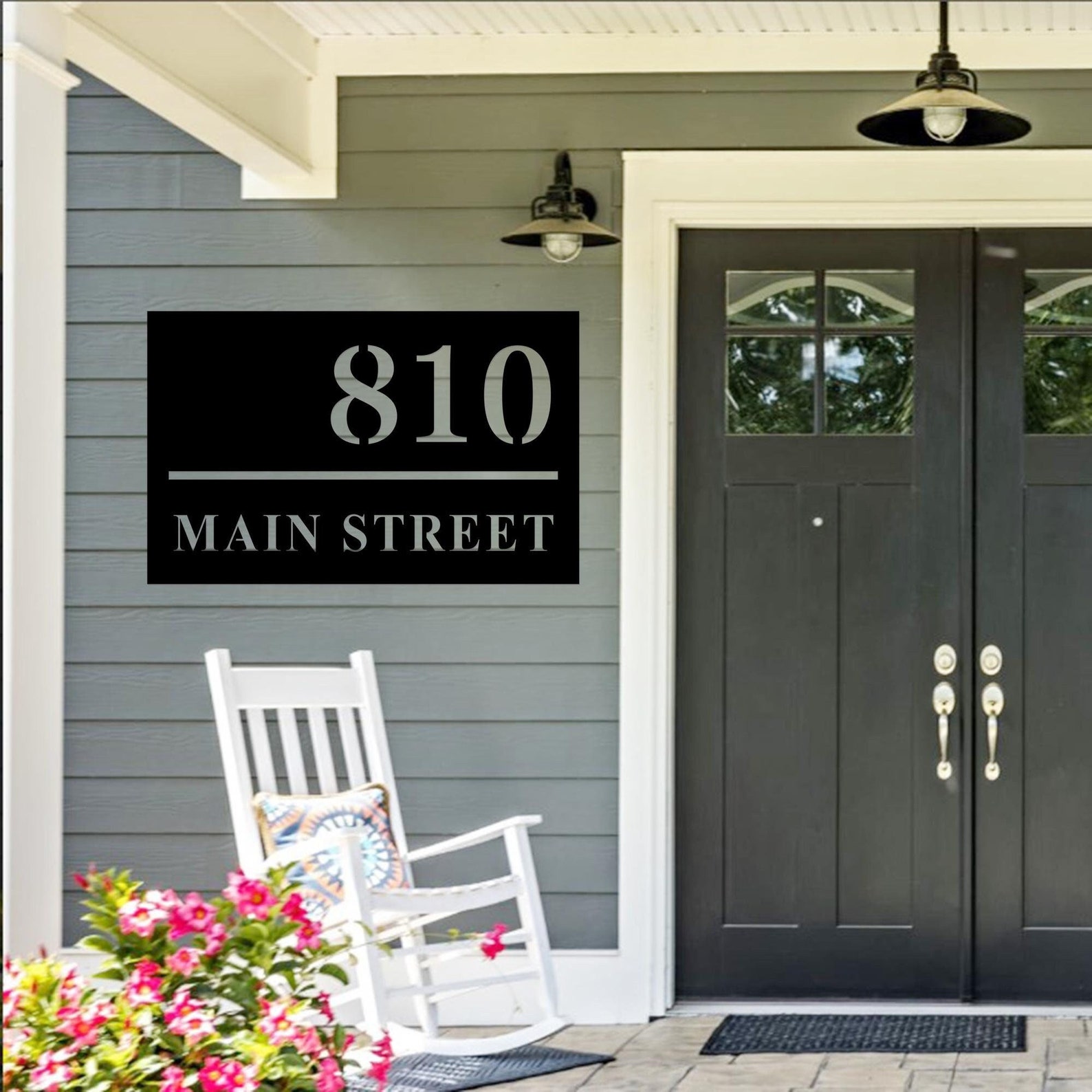 Personalized metal House Number Sign, Outdoor Address Number Sign ...