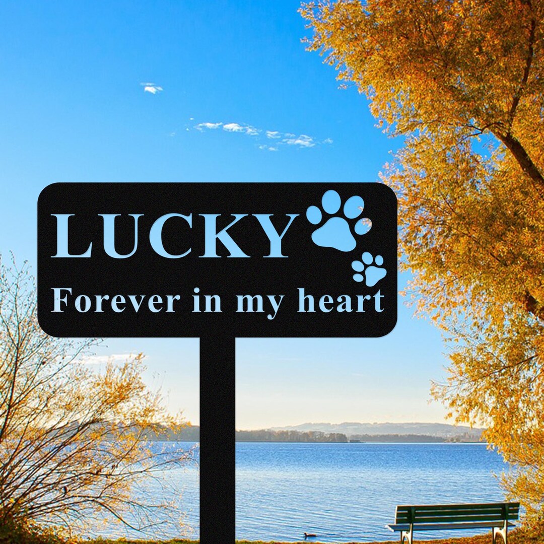 Personalized Metal Pet Memorial Stake,custom Paw Prints Grave Marker ...