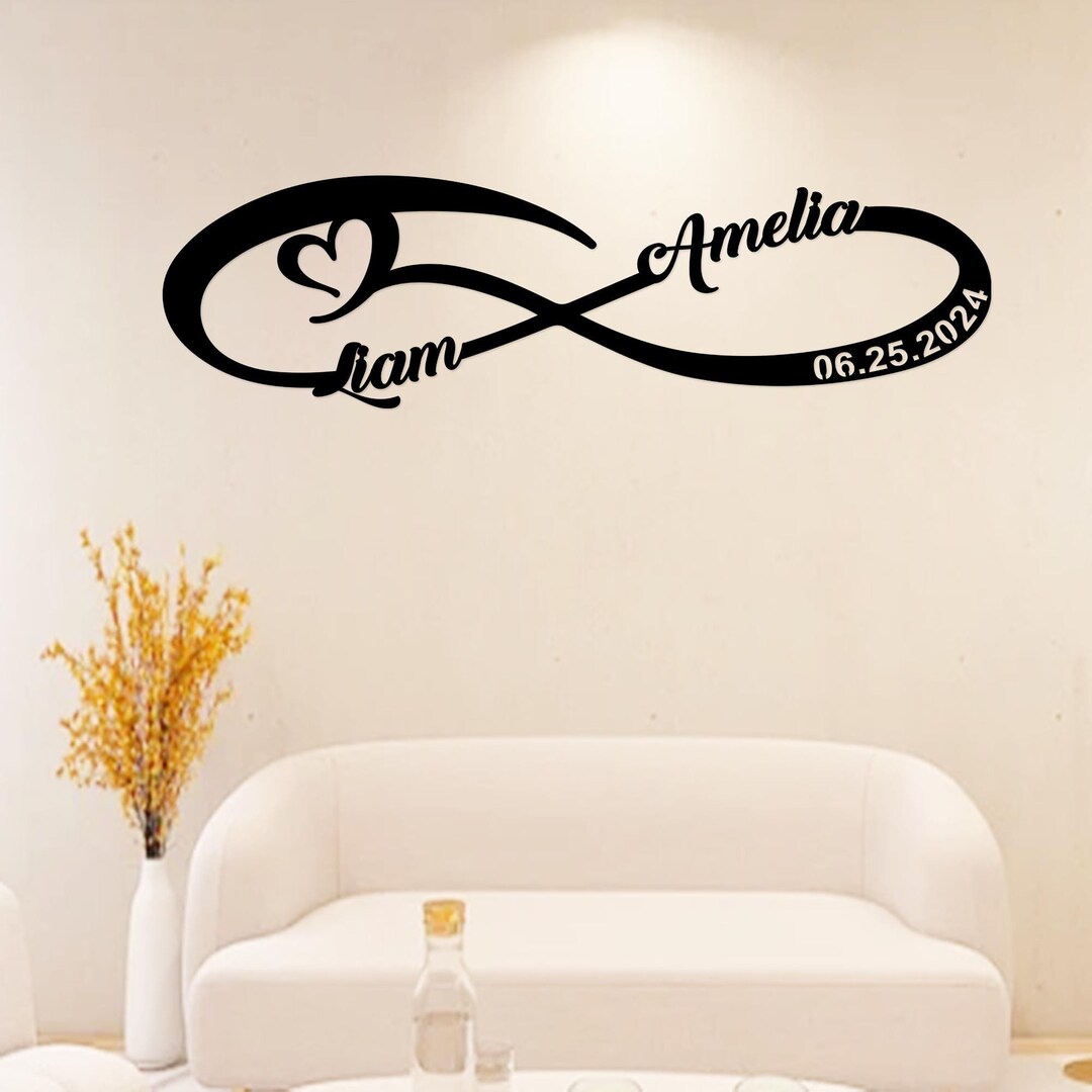 Custom Infinity Metal Sign, Couple Names Sign, Personalized Wedding ...