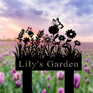 Custom Garden Sign With Stake, Flower Design Personalized Garden Sign ...