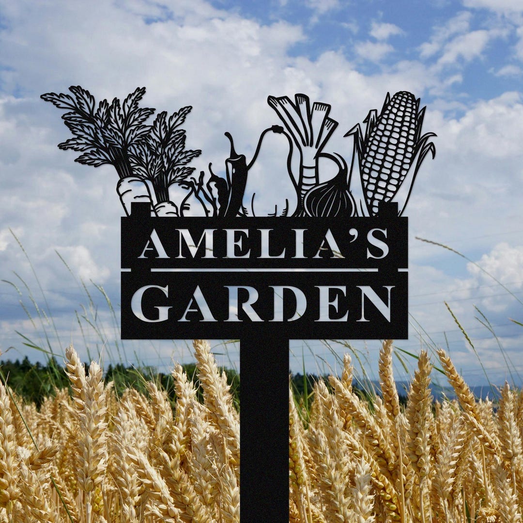 Personalized Vegetables Garden Stake, Custom Metal Veggies Garden Sign ...