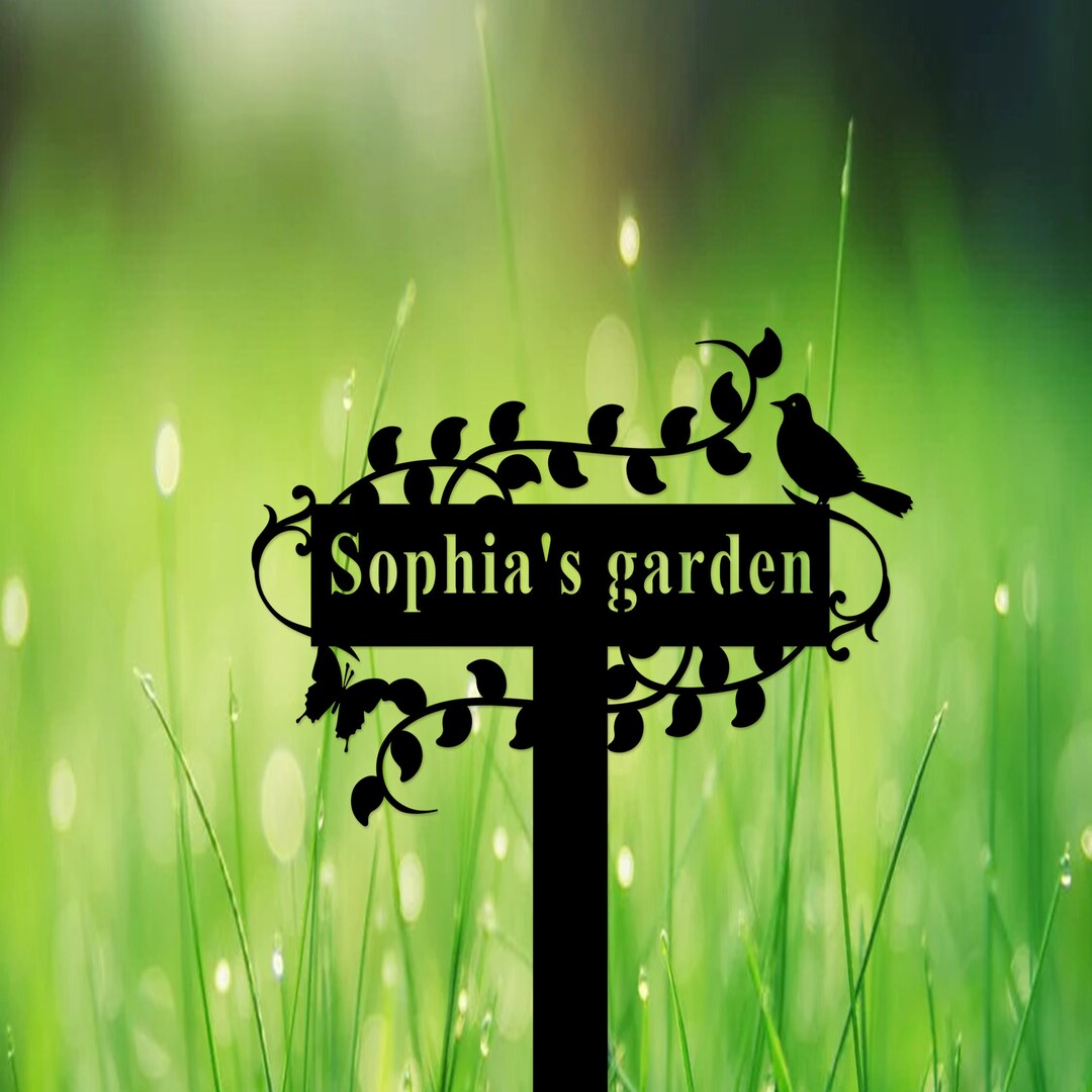 Custom Metal Garden Sign, Metal Bird Garden Sign, Personalized Garden ...