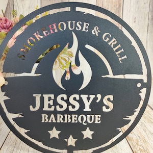 Personalized Metal Barbecue Wall Sign, Custom Name Grill Sign ...