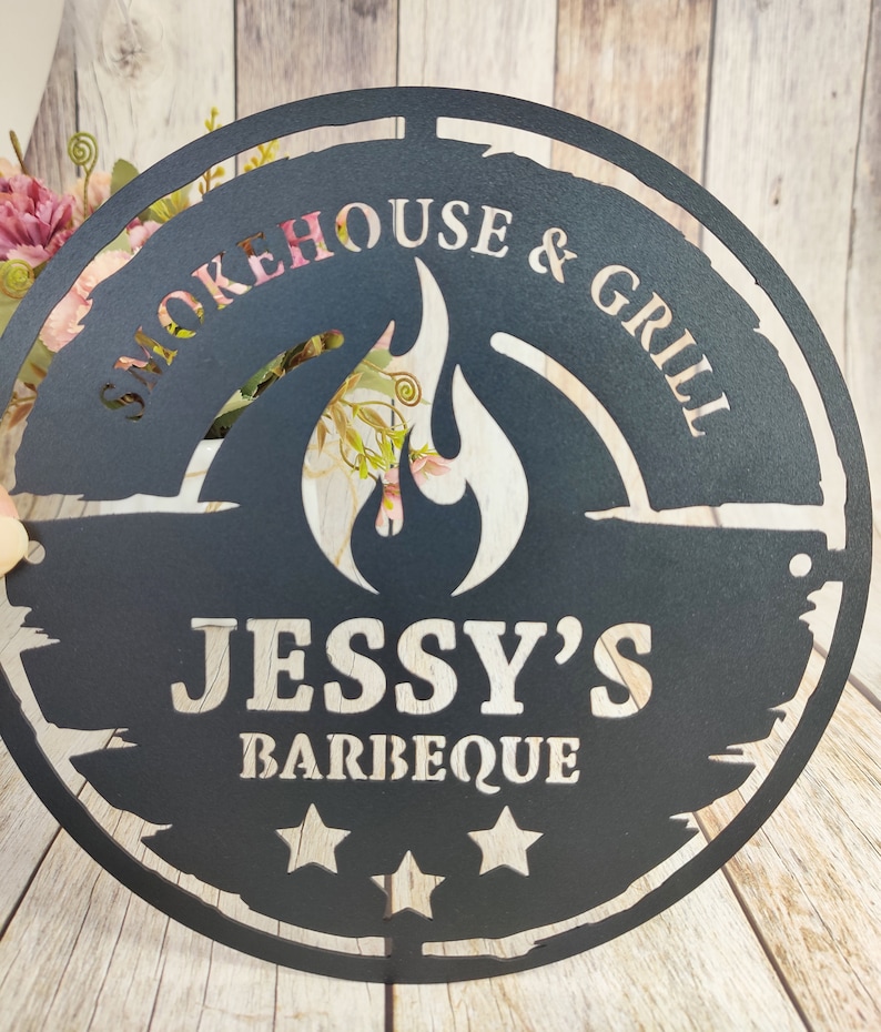 Personalized Metal Barbecue Sign, Custom Grill Bar Sign, Smokehouse ...