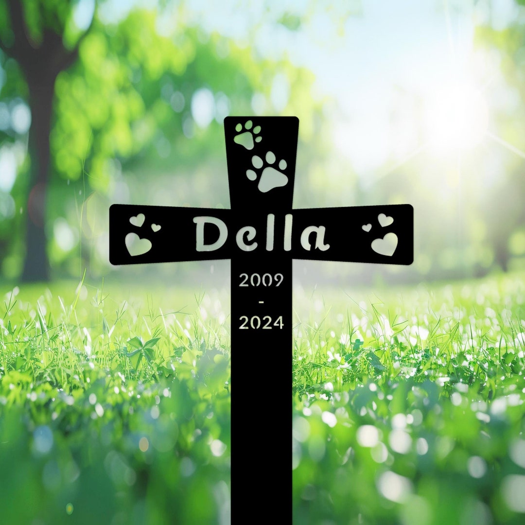 Custom Metal Pet Memorial Stake, Dog Paw Prints Grave Marker, Dog ...