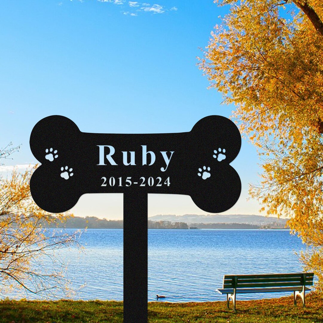 Custom Metal Pet Memorial Stake,personalized Dog Grave Marker With Paw ...