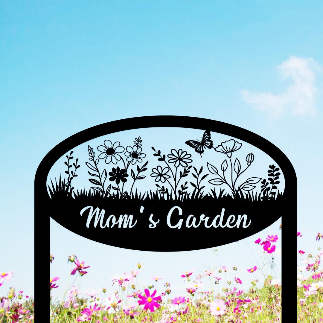 Personalized Garden Name Sign, Flower Design Custom Garden Sign With ...