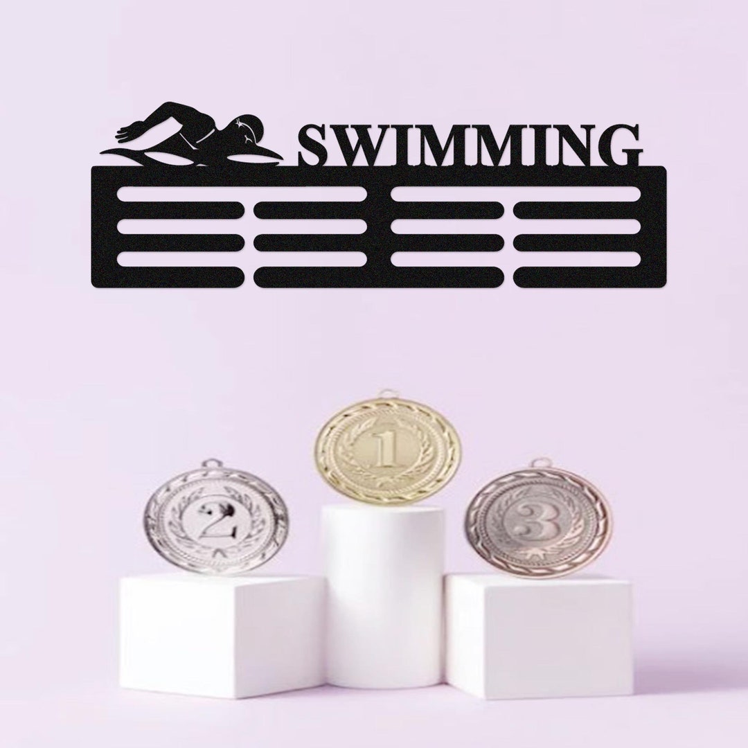 Custom Swimming Medal Hanger With Name, Swim Medal Holder, 12 Rungs for ...