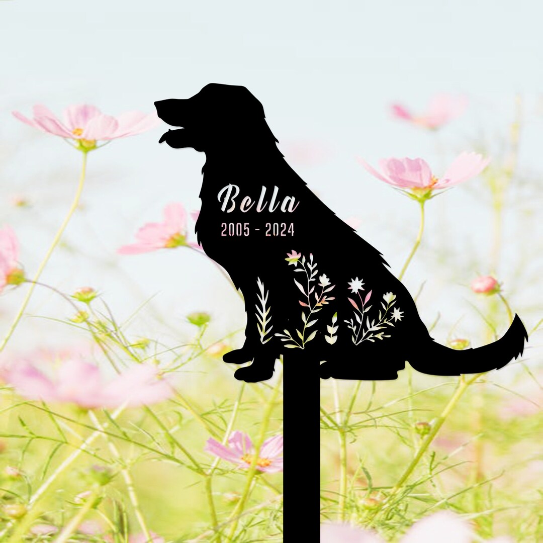 Custom Metal Dog Memorial Stake, Personalized Pet Grave Marker, Golden ...