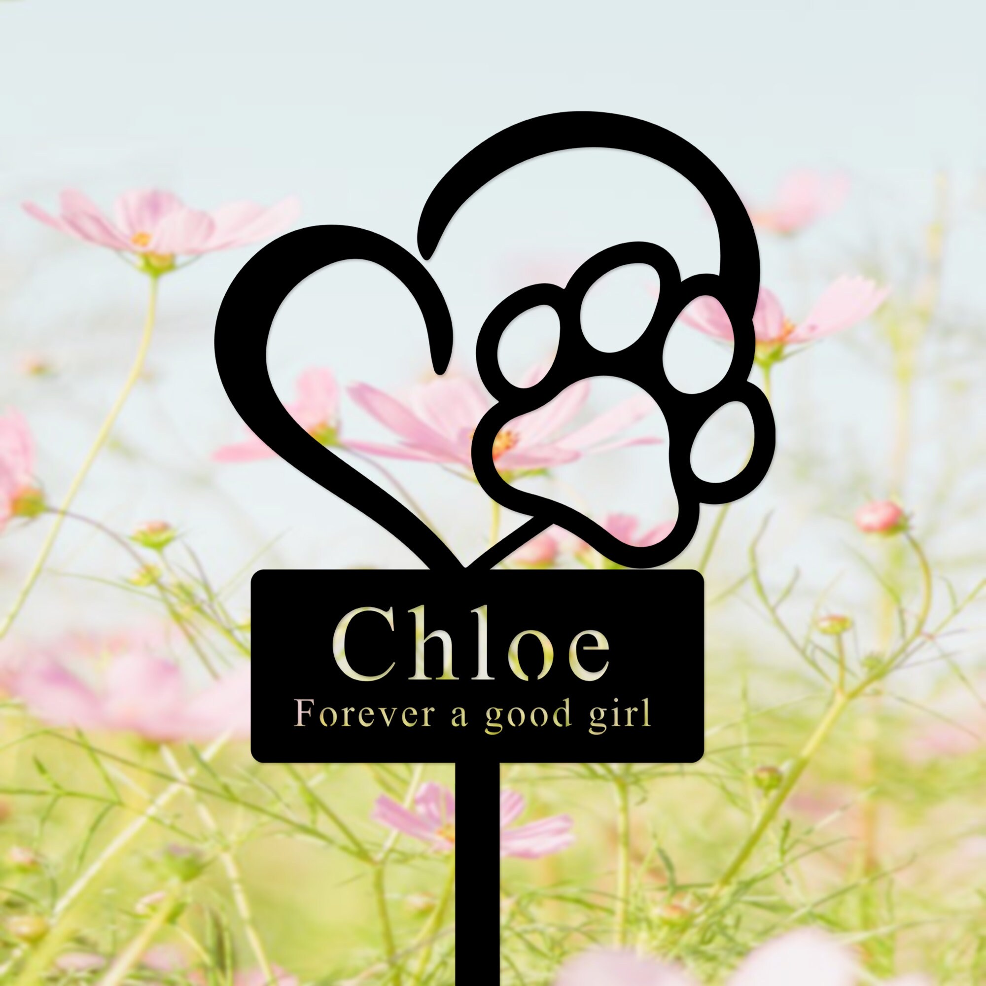 Custom Pet Memorial Stake With Heart and Paw, Dog Memorial Garden Stake ...