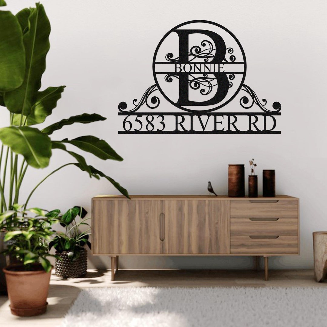 Personalized Metal Monogram Address Sign, Custom House Number Sign ...