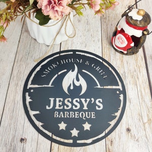 Personalized Metal Barbecue Wall Sign, Custom Name Grill Sign ...