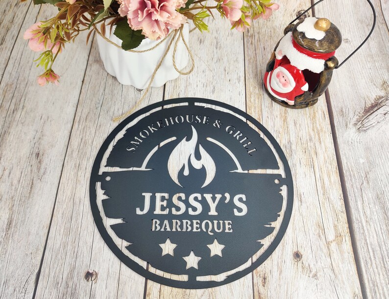 Personalized Metal Barbecue Wall Sign, Custom Name Grill Sign ...