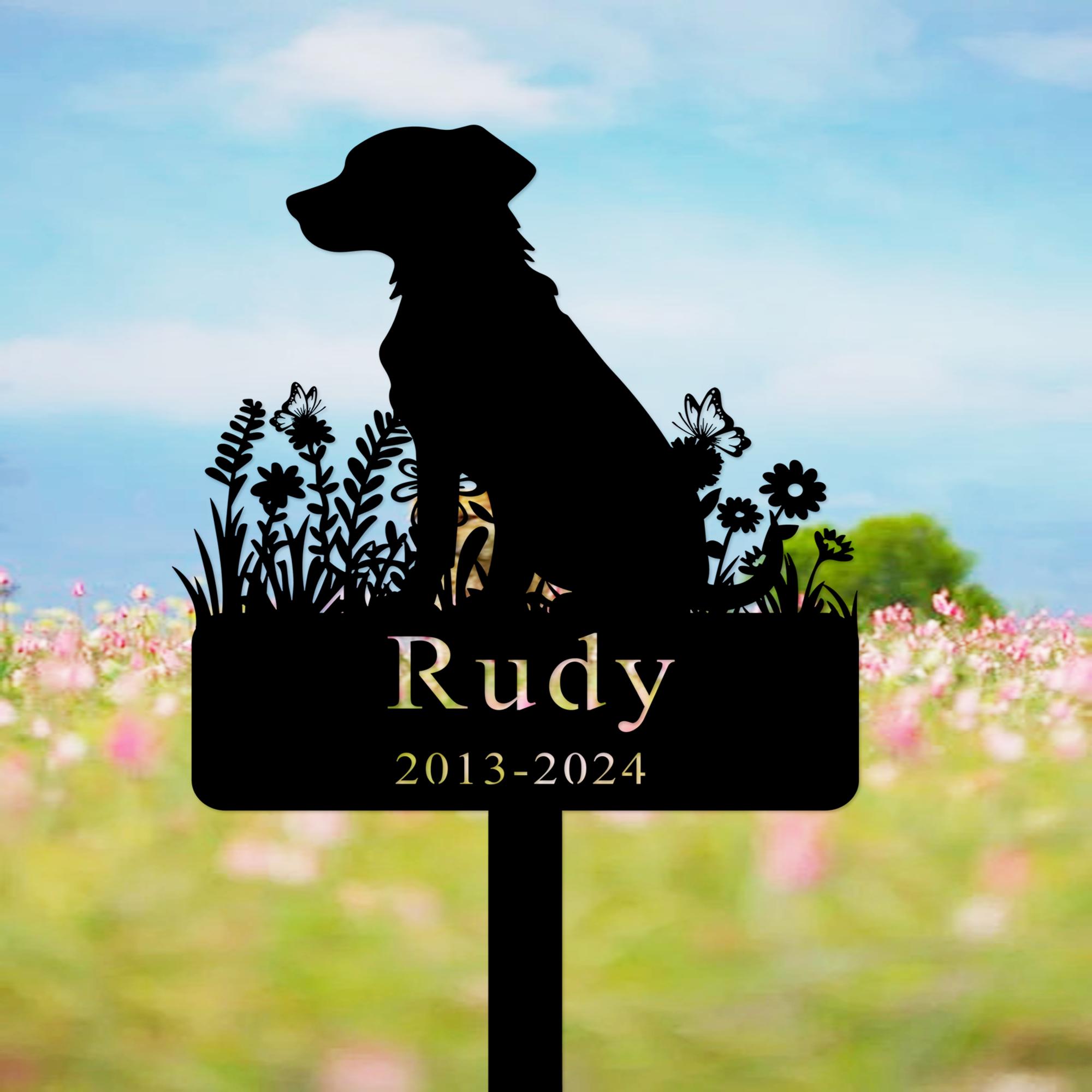 Custom Metal Dog Memorial Stake, Dog Grave Marker, Dog With Butterfly ...
