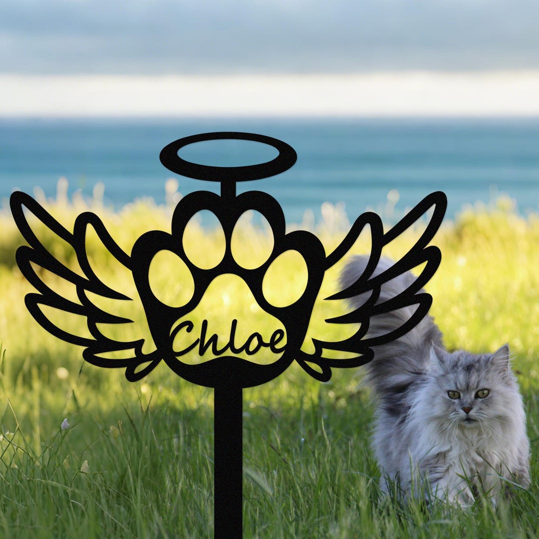Custom Metal Pet Memorial Stake, Personalized Paw Print Grave Marker ...