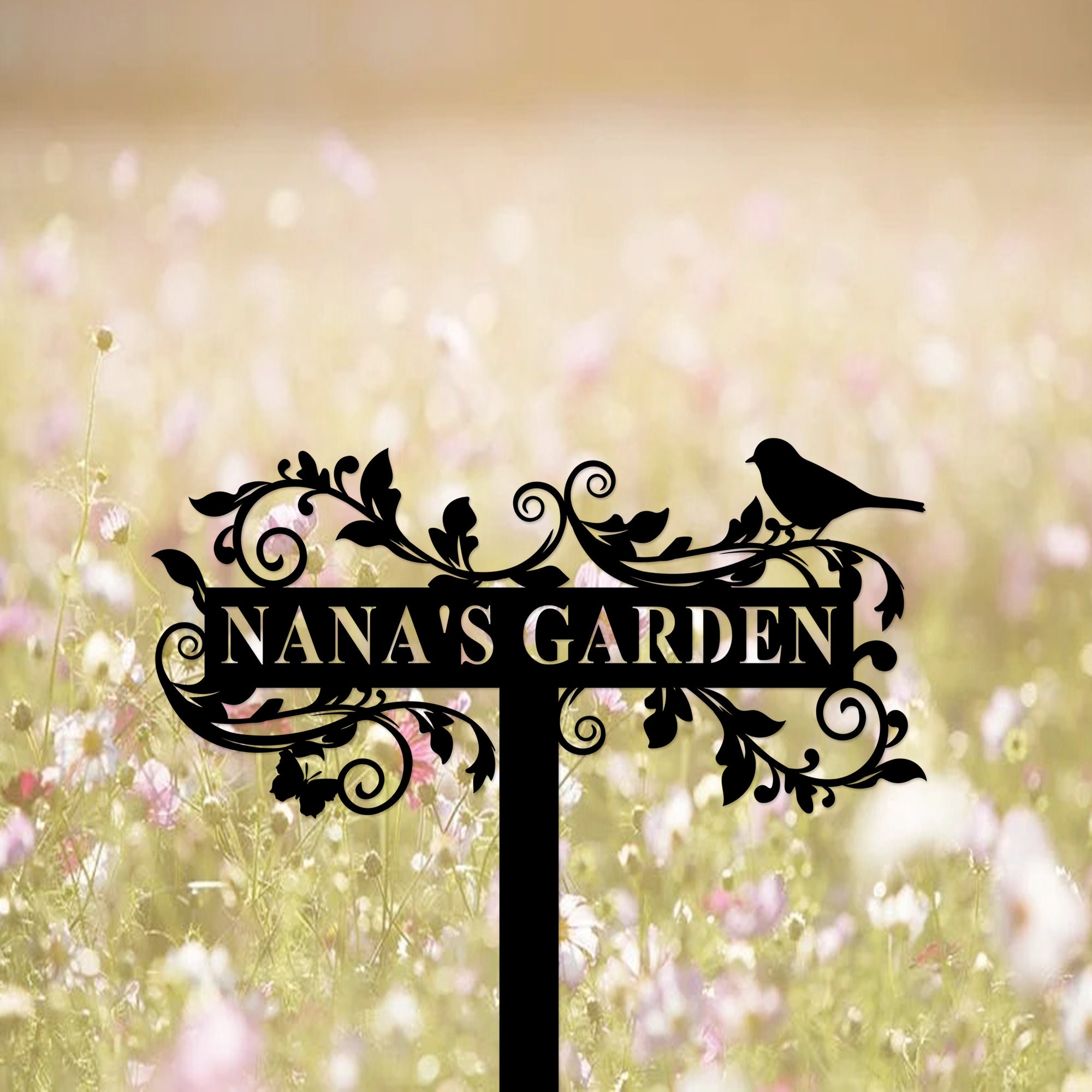 Personalized Garden Metal Sign With Stake, Metal Bird Garden Sign ...