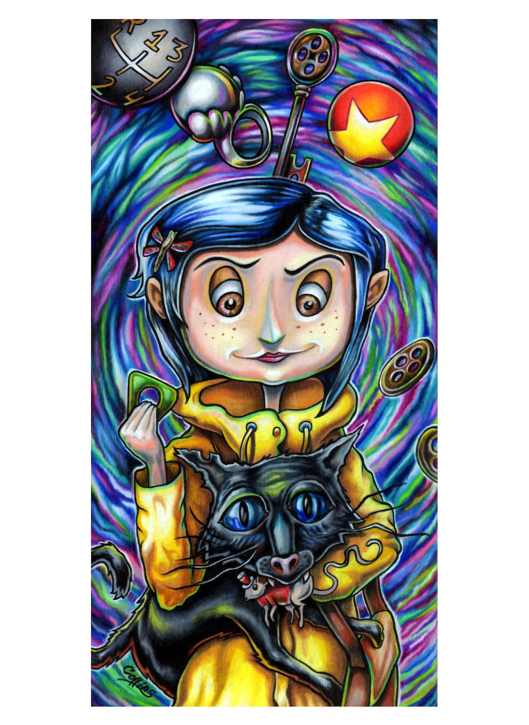 Coraline Movie Pop Fine Art Signed Cotton Wall Print - by Bryan Collins ...