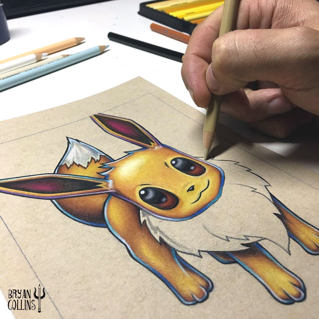 Eevee Basic Pokemon Fine Art Wall Print by Bryan Collins | Etsy