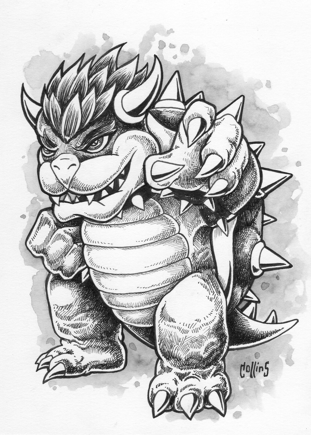 Bowser Super Mario Bros Fine Art Wall Pop Video Game Print - by Bryan ...