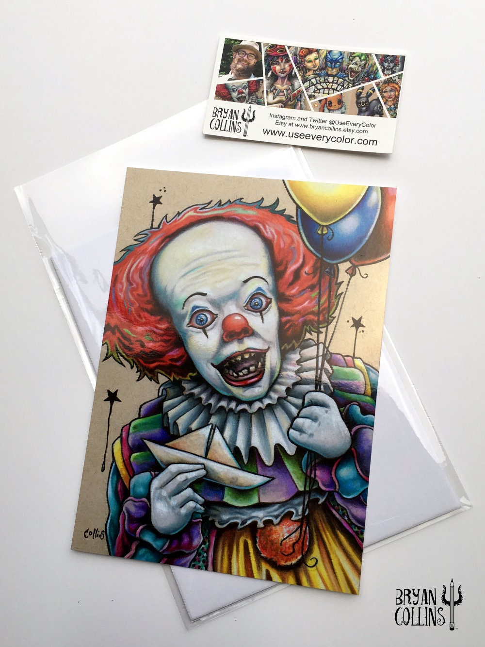 Pennywise IT Clown Fine Art 5x7 Print - by Bryan Collins - Etsy