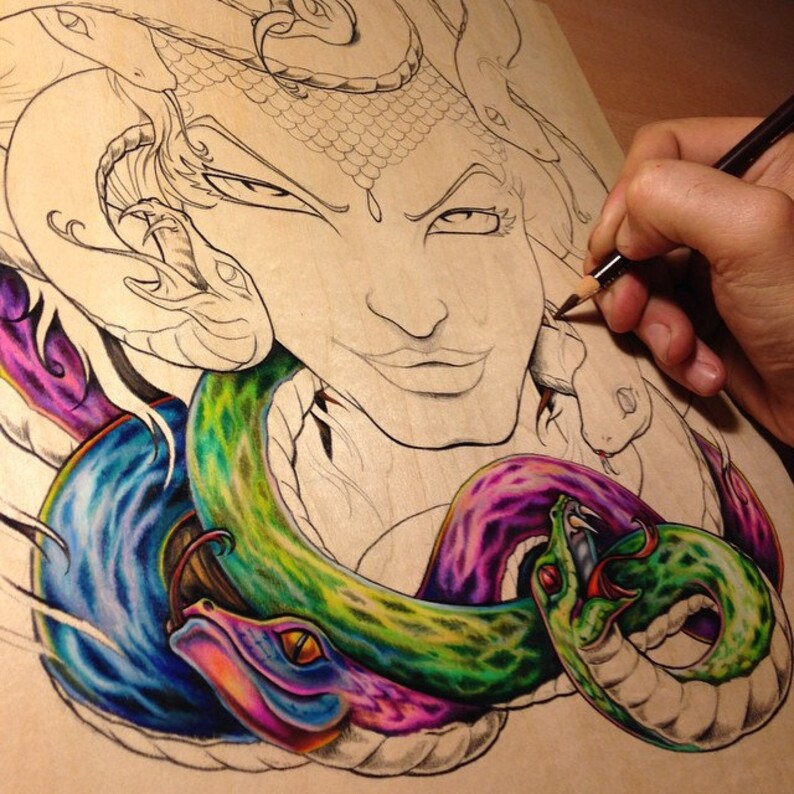 Medusa Greek Mythology Colored Pencil Fine Art Wall Print by - Etsy