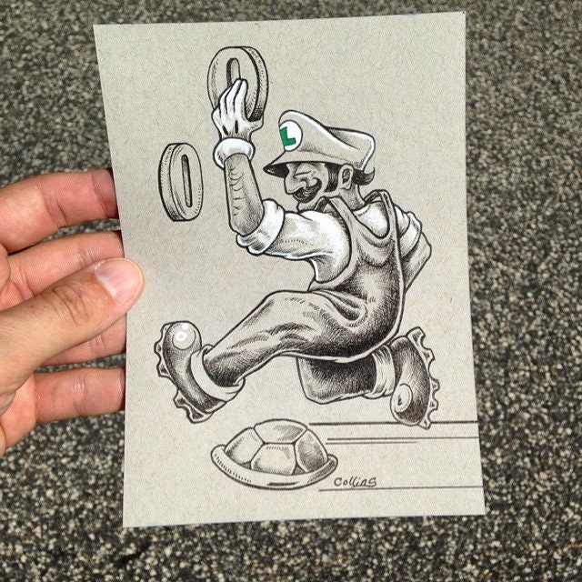 Luigi Super Mario Bros Art Open Edition Signed Fine Art Wall | Etsy