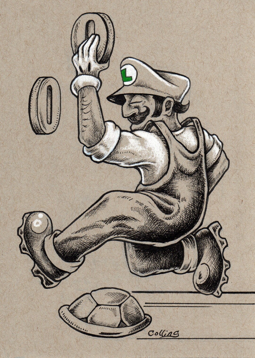 Luigi Super Mario Bros Art Open Edition Signed Fine Art Wall Print - by ...