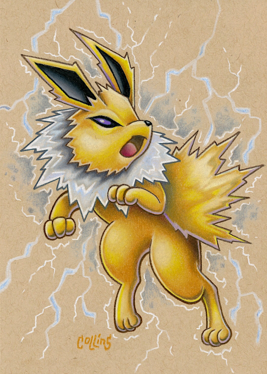 Jolteon Pokemon Eeveelution 5x7 Small Wall Art Signed Print - by Bryan ...