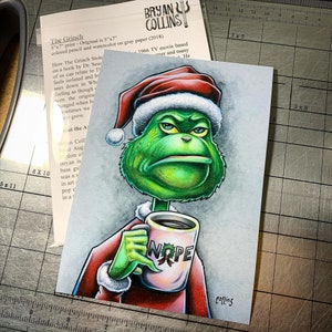 The Grinch Nope Mug 5x7 SIGNED Christmas Wall Art Fine Print - by Bryan ...