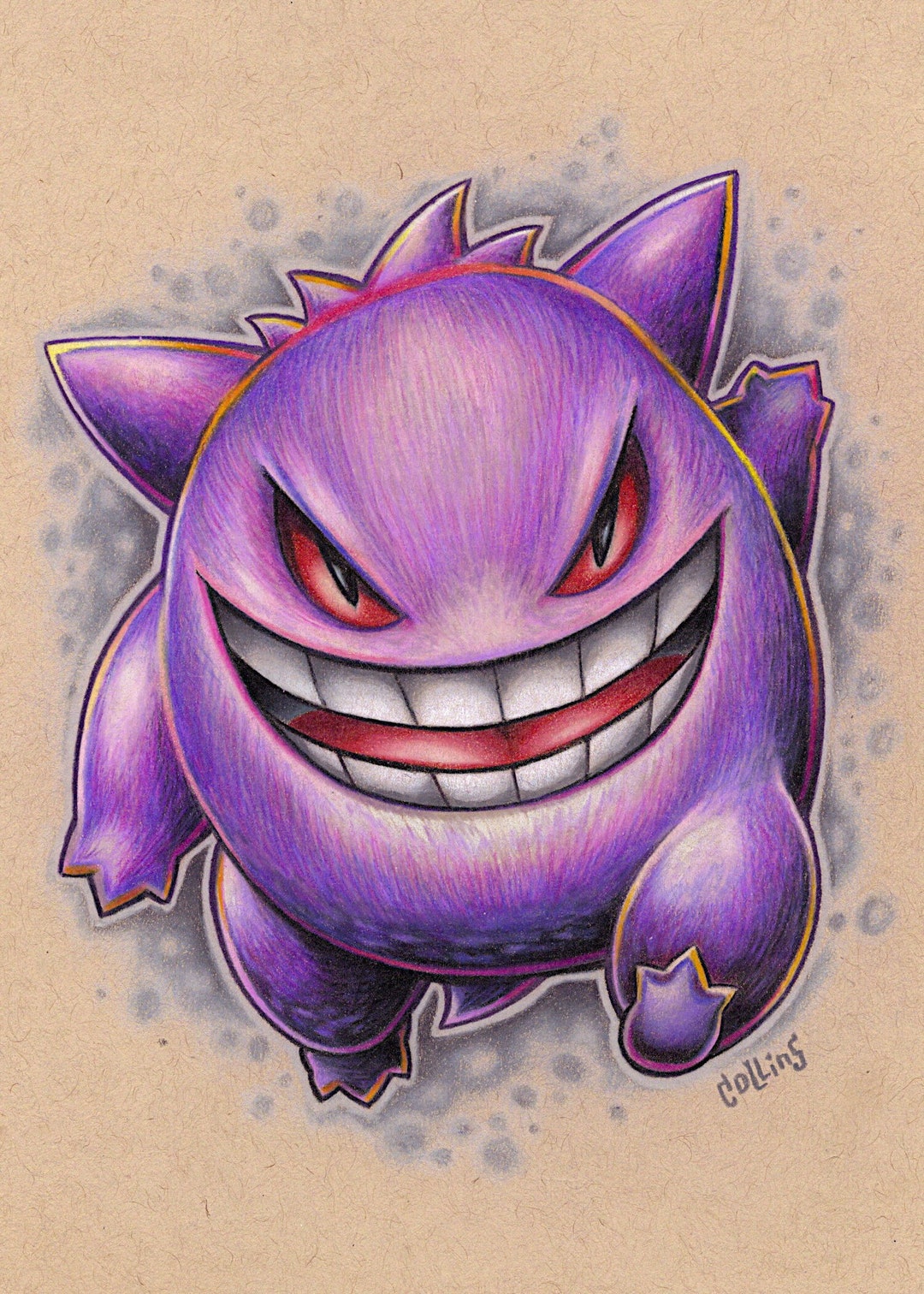 Gengar Ghost Type Pokemon Fine Art 5x7 Small Wall Print - by Bryan ...